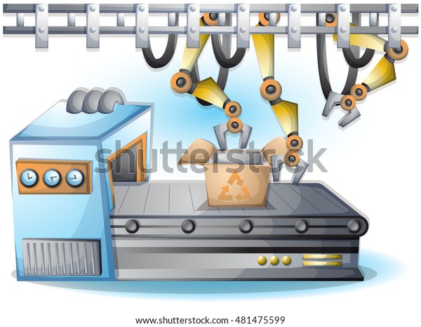 Cartoon Vector Illustration Interior Factory Room: เวกเตอร์สต็อก (ปลอด ...