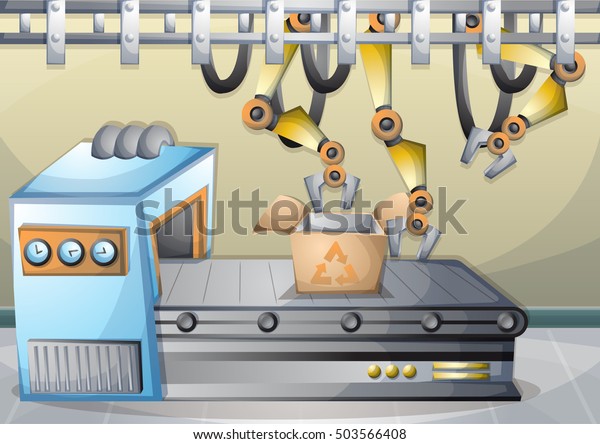 Cartoon Vector Illustration Interior Factory Room Stock Vector (Royalty ...