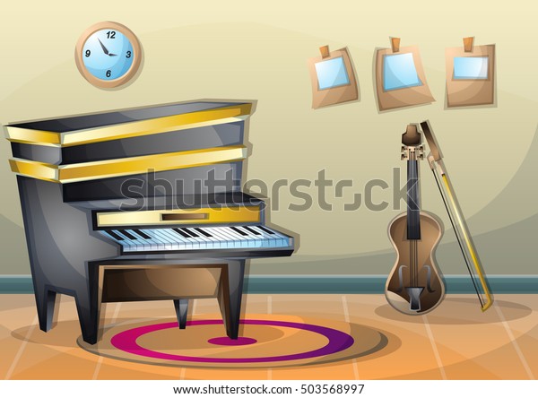 Cartoon Vector Illustration Interior Music Room Stock Vector (Royalty ...