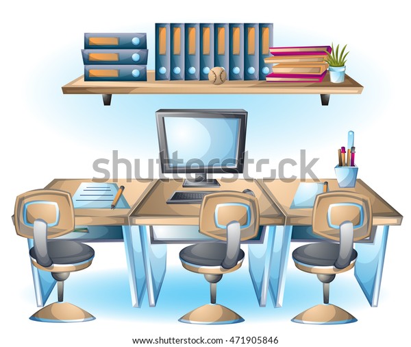 Cartoon Vector Illustration Interior Office Table Stock Vector (Royalty ...