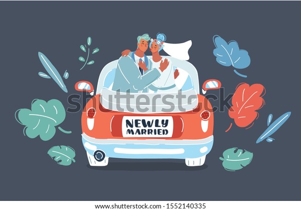 Cartoon Vector Illustration Just Married Couple 库存矢量图（免版税）1552140335 ...