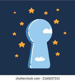 Cartoon Vector Illustration Keyhole Over Dark Stock Vector (Royalty ...