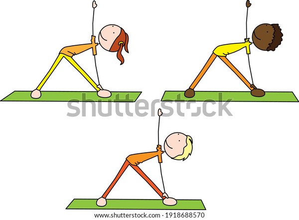 Cartoon Vector Illustration Kids Exercising Triangle Stock Vector ...