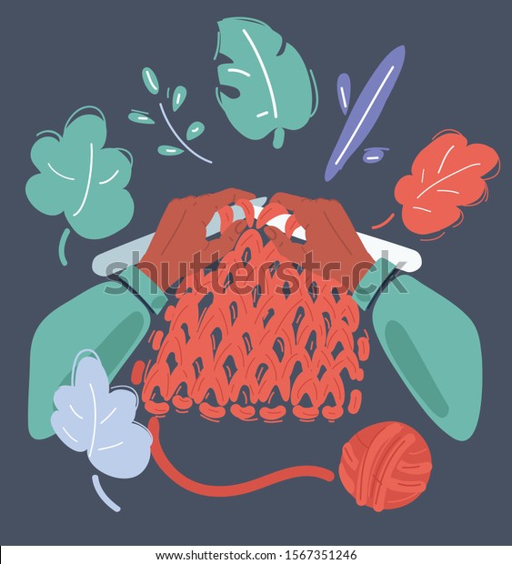Cartoon Vector Illustration Knitting Hands On Stock Vector (Royalty ...