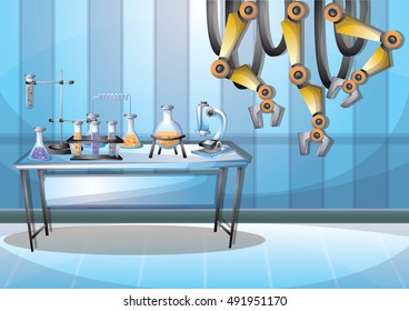 Cartoon Vector Illustration Laboratory Interior Room Stock Vector ...