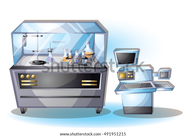 Cartoon Vector Illustration Laboratory Interior Room Stock Vector ...