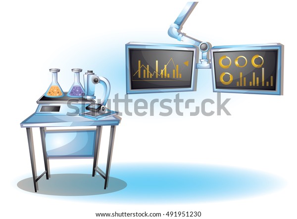Cartoon Vector Illustration Laboratory Interior Room: เวกเตอร์สต็อก ...