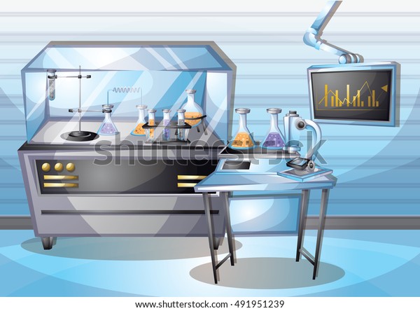 Cartoon Vector Illustration Laboratory Interior Room: เวกเตอร์สต็อก ...