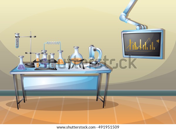Cartoon Vector Illustration Laboratory Interior Room Stock Vector ...