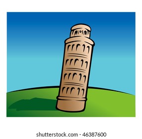 Cartoon Vector Illustration Leaning Tower Pisa: เวกเตอร์สต็อก (ปลอดค่า ...