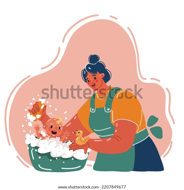 Cartoon Vector Illustration Little Boy Washed Stock Vector (Royalty ...