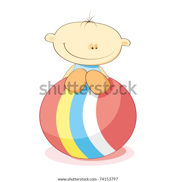 Cartoon Vector Illustration Little Boy Ball Stock Vector (Royalty Free ...