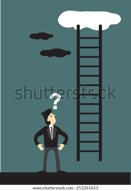 Cartoon Vector Illustration Looking Ladder Going Stock Vector (Royalty ...