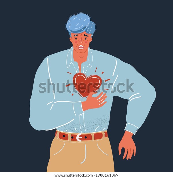 Cartoon Vector Illustration Man Clutching His: เวกเตอร์สต็อก (ปลอดค่า ...