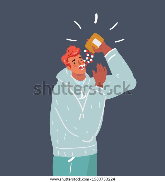 Cartoon Vector Illustration Man Eating Medication: vetor stock (livre ...