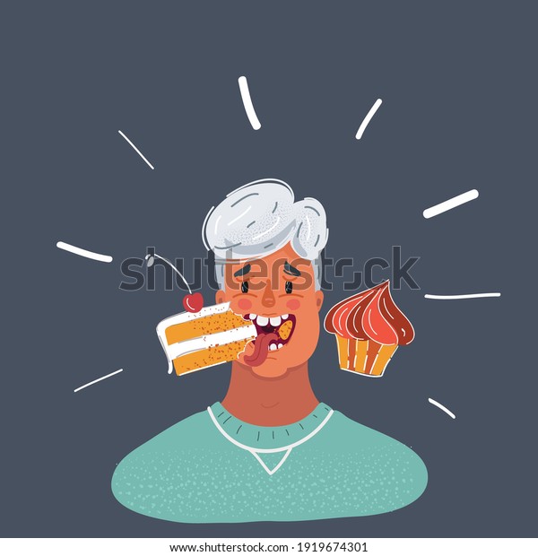Cartoon Vector Illustration Man Eating Lots Stock Vector (Royalty Free ...