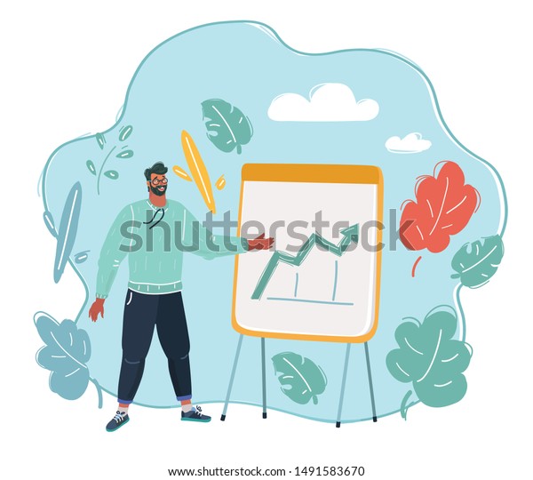 Cartoon Vector Illustration Man Flipchart Stock Vector (Royalty Free ...