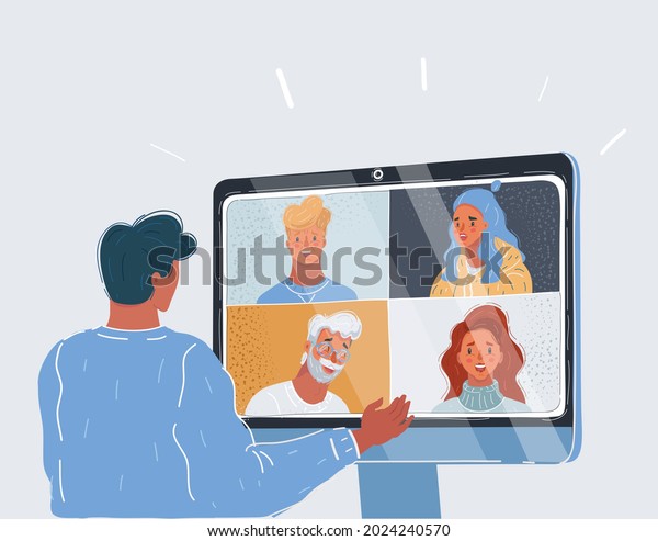 Cartoon Vector Illustration Man Have Conference Stock Vector (Royalty ...