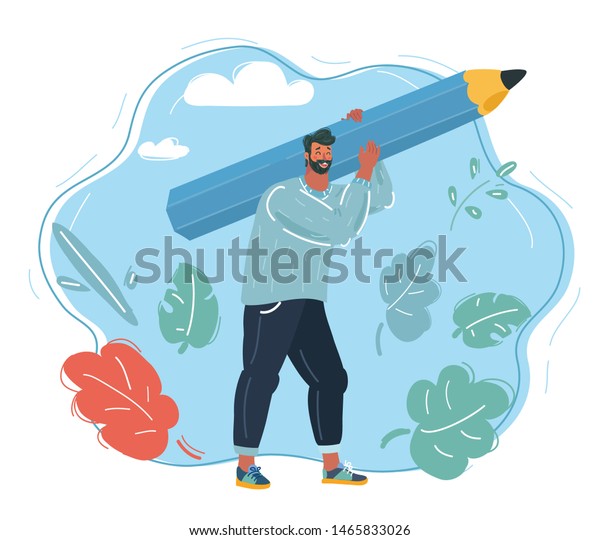 Cartoon Vector Illustration Man Hold Big Stock Vector (Royalty Free ...