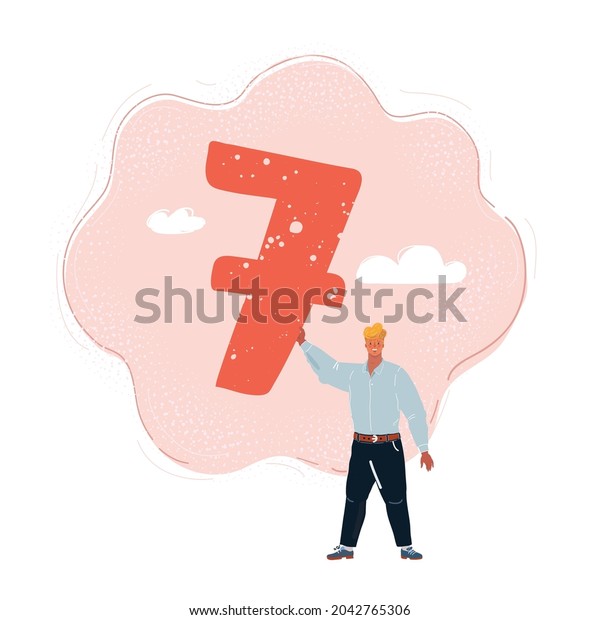 Cartoon Vector Illustration Man Hold Seven Stock Vector (Royalty Free ...