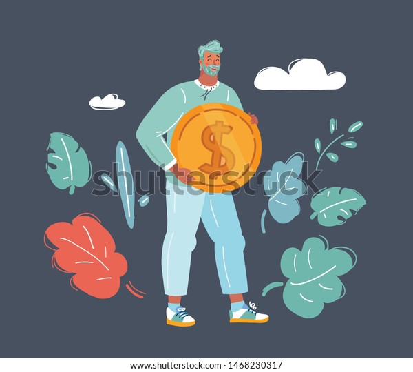 Cartoon Vector Illustration Man Holding Golden Stock Vector (Royalty ...