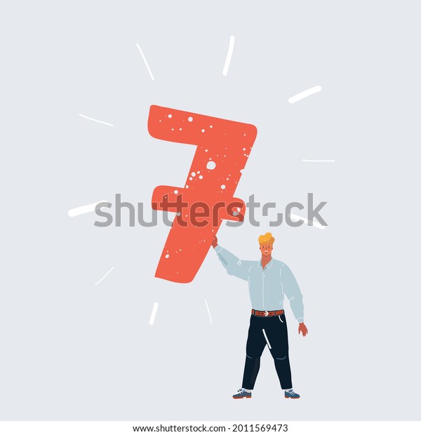 Cartoon Vector Illustration Man Holding Number Stock Vector (Royalty ...