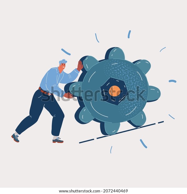 Cartoon Vector Illustration Man Lifting Machine Stock Vector (Royalty ...