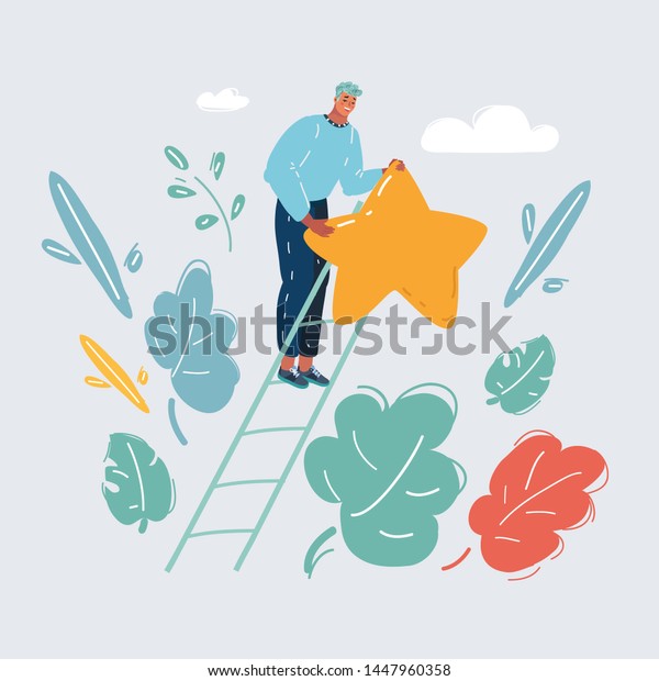 Cartoon Vector Illustration Man On Ladder Stock Vector (Royalty Free ...