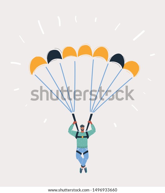 Cartoon Vector Illustration Man On Parachute Stock Vector (Royalty Free ...