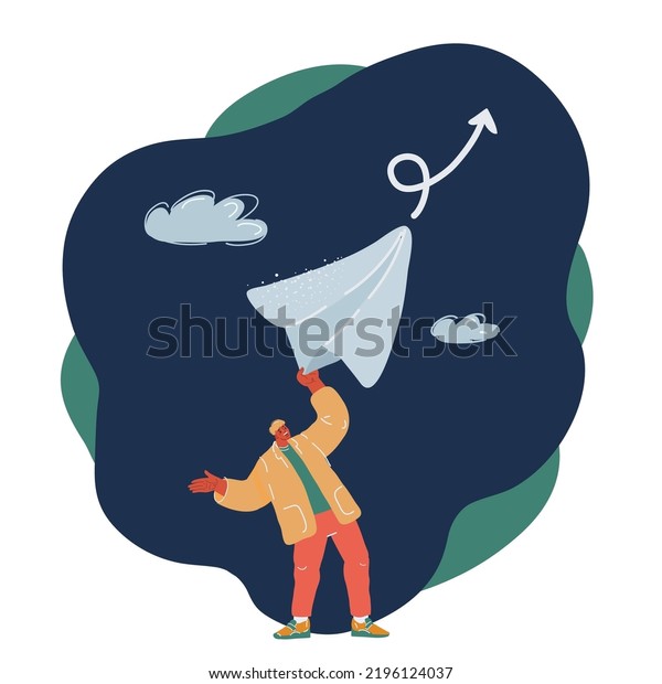 Cartoon Vector Illustration Man Paper Plane Stock Vector (Royalty Free ...