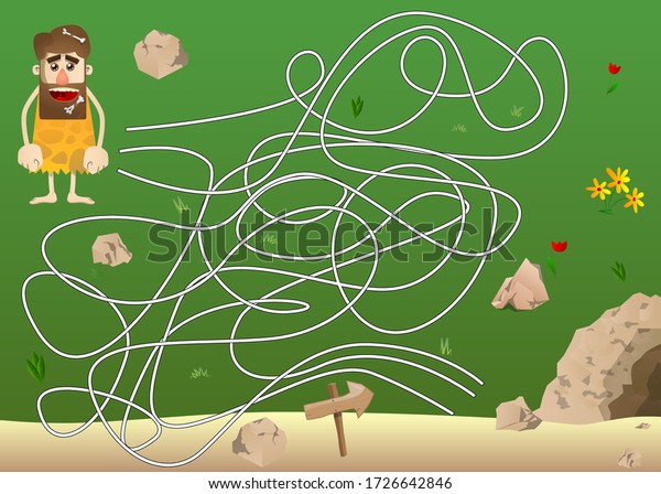 Cartoon Vector Illustration Man Stone Age Stock Vector (Royalty Free ...