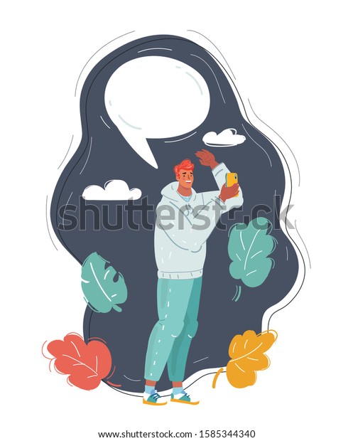 Cartoon Vector Illustration Man Talkin Someone Stock Vector (Royalty ...