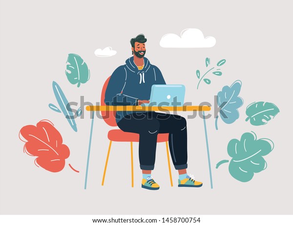 Cartoon Vector Illustration Man Working His Stock Vector (Royalty Free ...