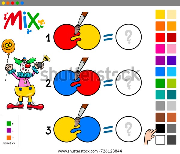 Cartoon Vector Illustration Mixing Colors Educational 库存矢量图（免版税 ...