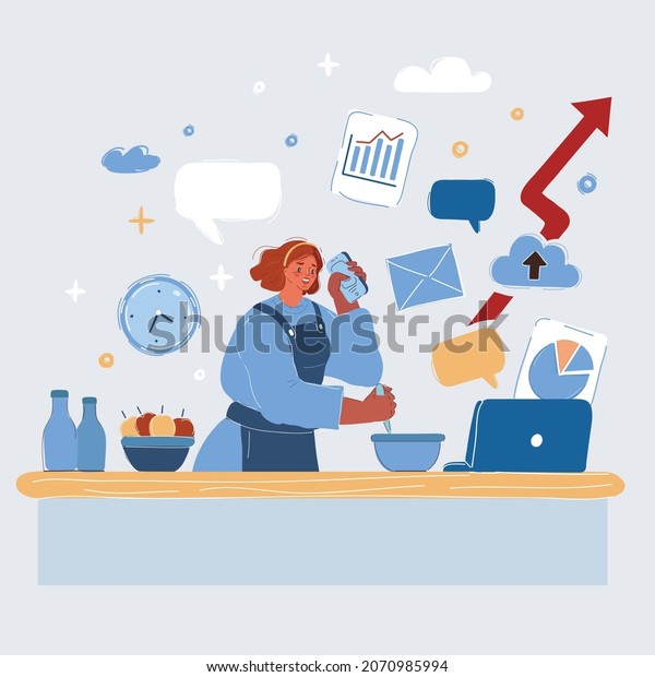 Cartoon Vector Illustration Multitask Woman Who Stock Vector (Royalty ...