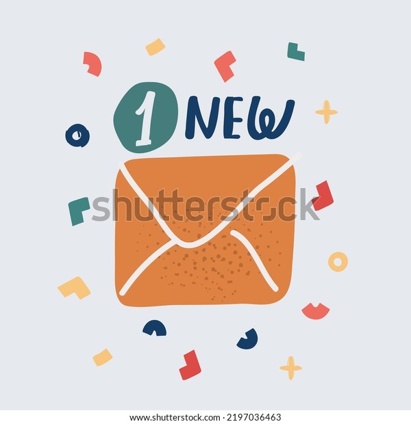 Cartoon Vector Illustration New Notification Email Stock Vector ...