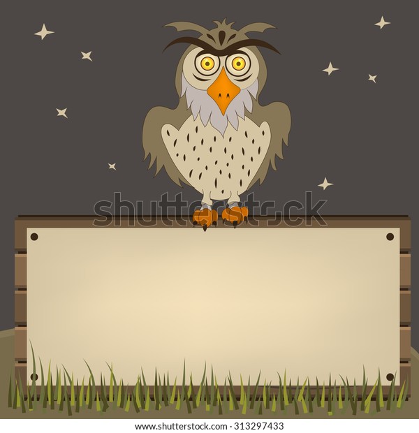 Cartoon Vector Illustration Night Owl Over Stock Vector (Royalty Free ...