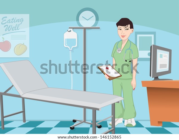 Cartoon Vector Illustration Nurse Scrub Stock Vector (Royalty Free ...