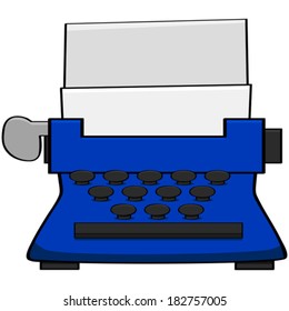 Cartoon Vector Illustration Old Blue Typewriter Stock Vector (Royalty ...