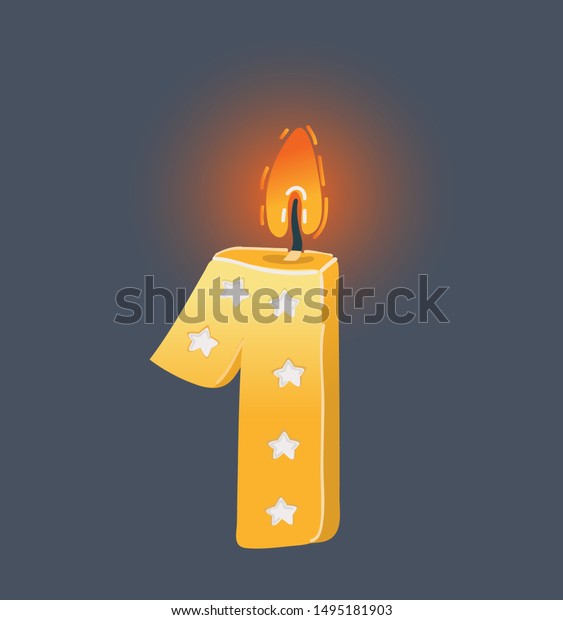Cartoon Vector Illustration One Number Candle Stock Vector (Royalty ...