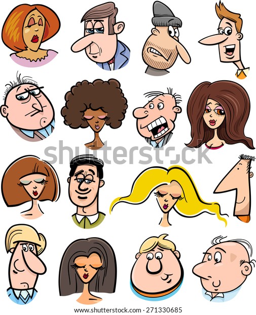 Cartoon Vector Illustration People Characters Faces Stock Vector ...