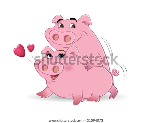 Cartoon Vector Illustration Pigs Mating Stock Vector (Royalty Free ...