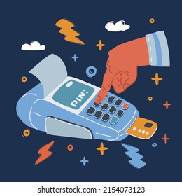Cartoon Vector Illustration Pos Terminal Hand Stock Vector (Royalty ...