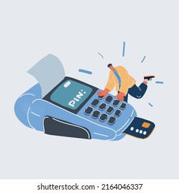 Cartoon Vector Illustration Pos Terminal Inserted Stock Vector (Royalty ...