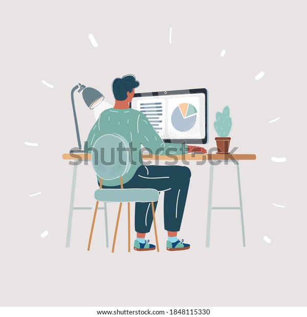 Cartoon Vector Illustration Rear View Casual Stock Vector (Royalty Free ...