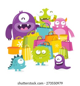 Cartoon Vector Illustration Retail Concept Monster Stock Vector ...