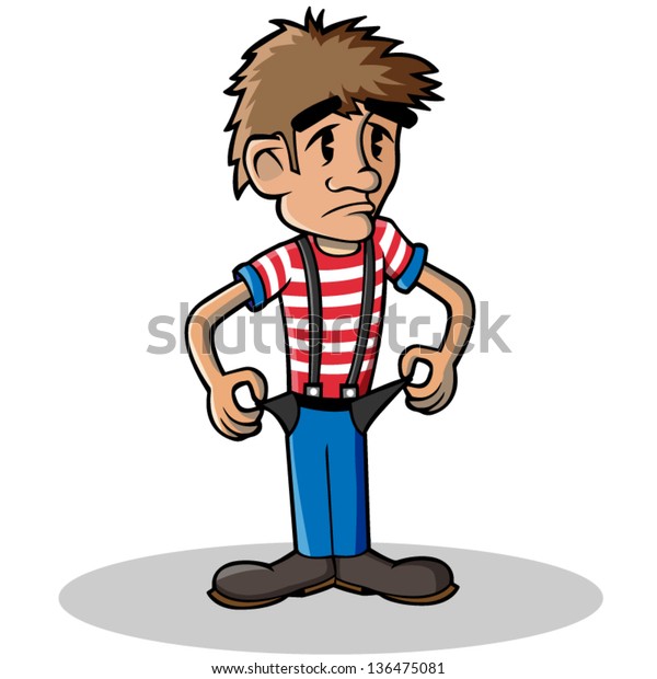 Cartoon Vector Illustration Sad Broke Guy: เวกเตอร์สต็อก (ปลอดค่า ...