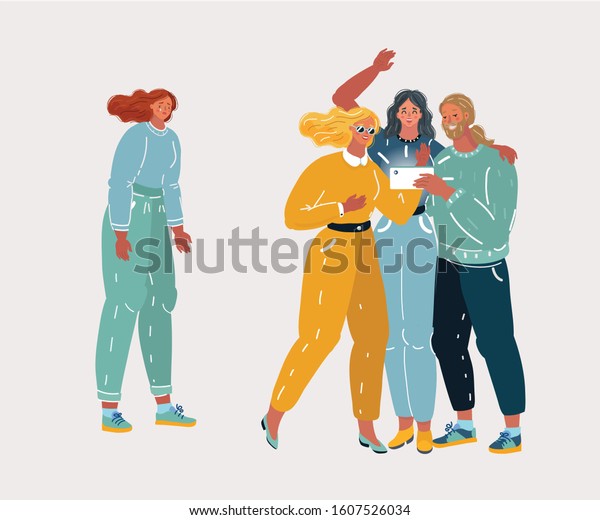 Cartoon Vector Illustration Sad Lady Standing Stock Vector (Royalty ...