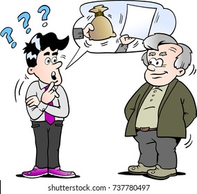 Cartoon Vector Illustration Sales Man Giving Stock Vector (Royalty Free ...