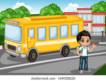 Cartoon Vector Illustration Schoolboy Backpacks Front Stock Vector ...